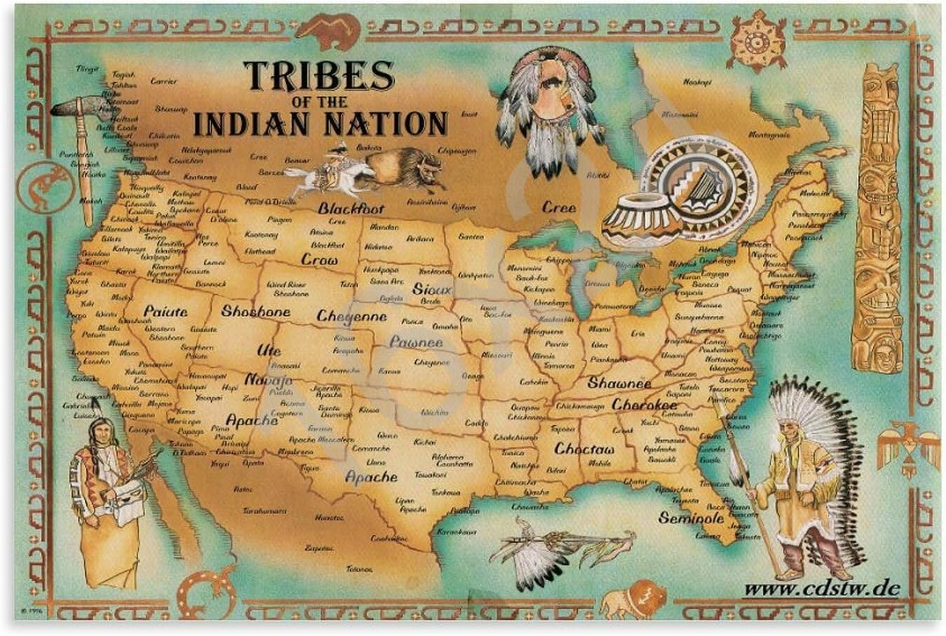 Amazon.com - This Is A Map Of American Native Tribe Nations Wall Art US ...