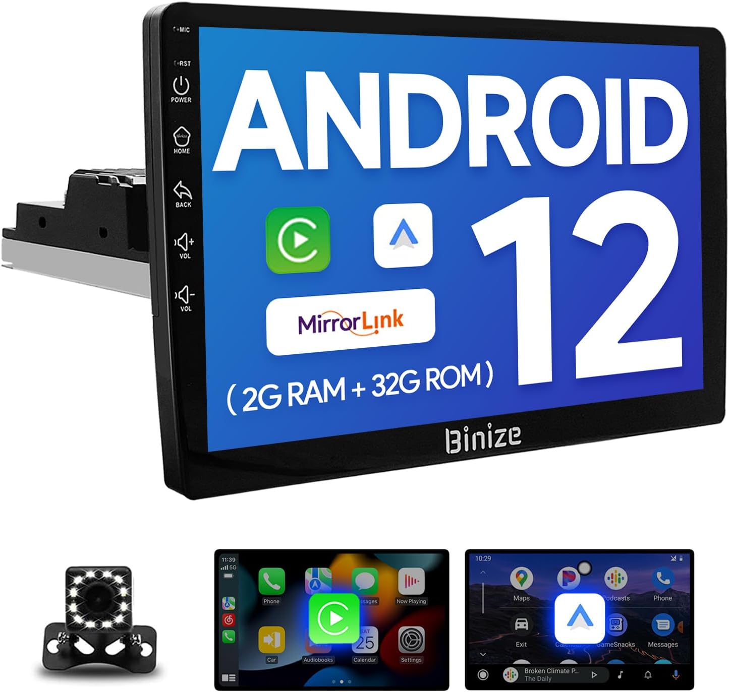 Amazon.com: Binize Android 12 Car Stereo 10 Inch Single Din with ...