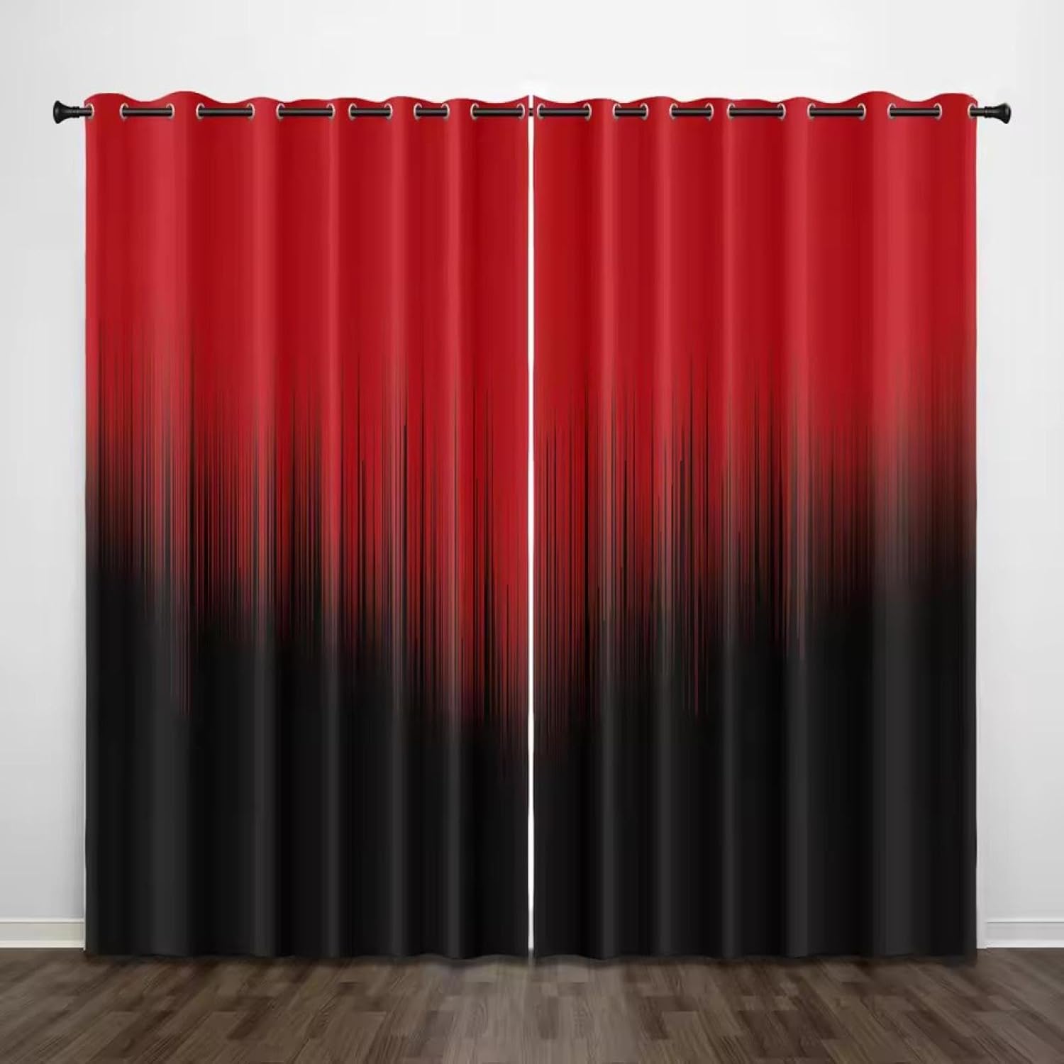 Tende sfumate rosse e nere con stampa a motivo per camera da letto ...