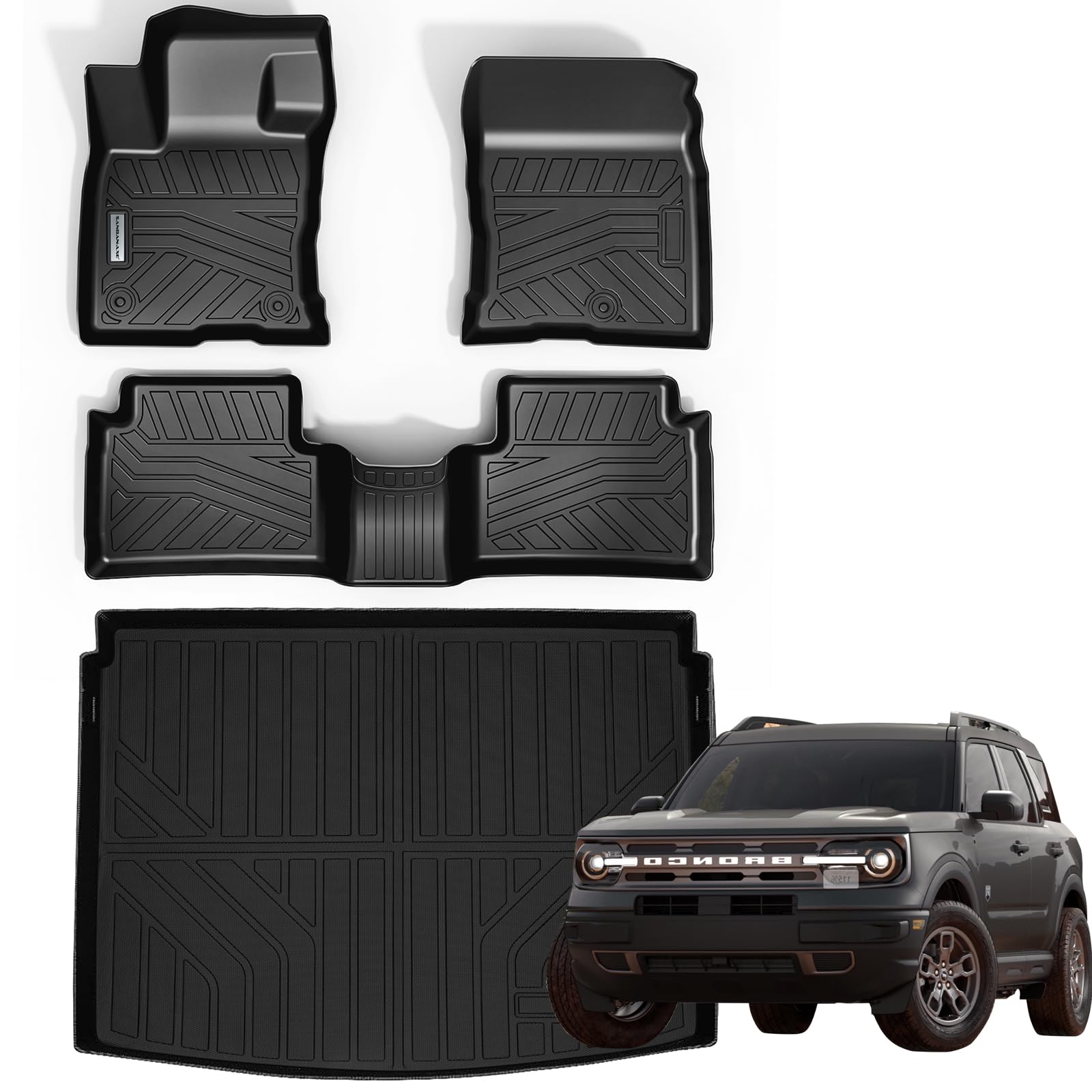 Amazon.com: SANBAN-AXE Floor Mats & Trunk Mat for 2021-2024 Ford Bronco ...