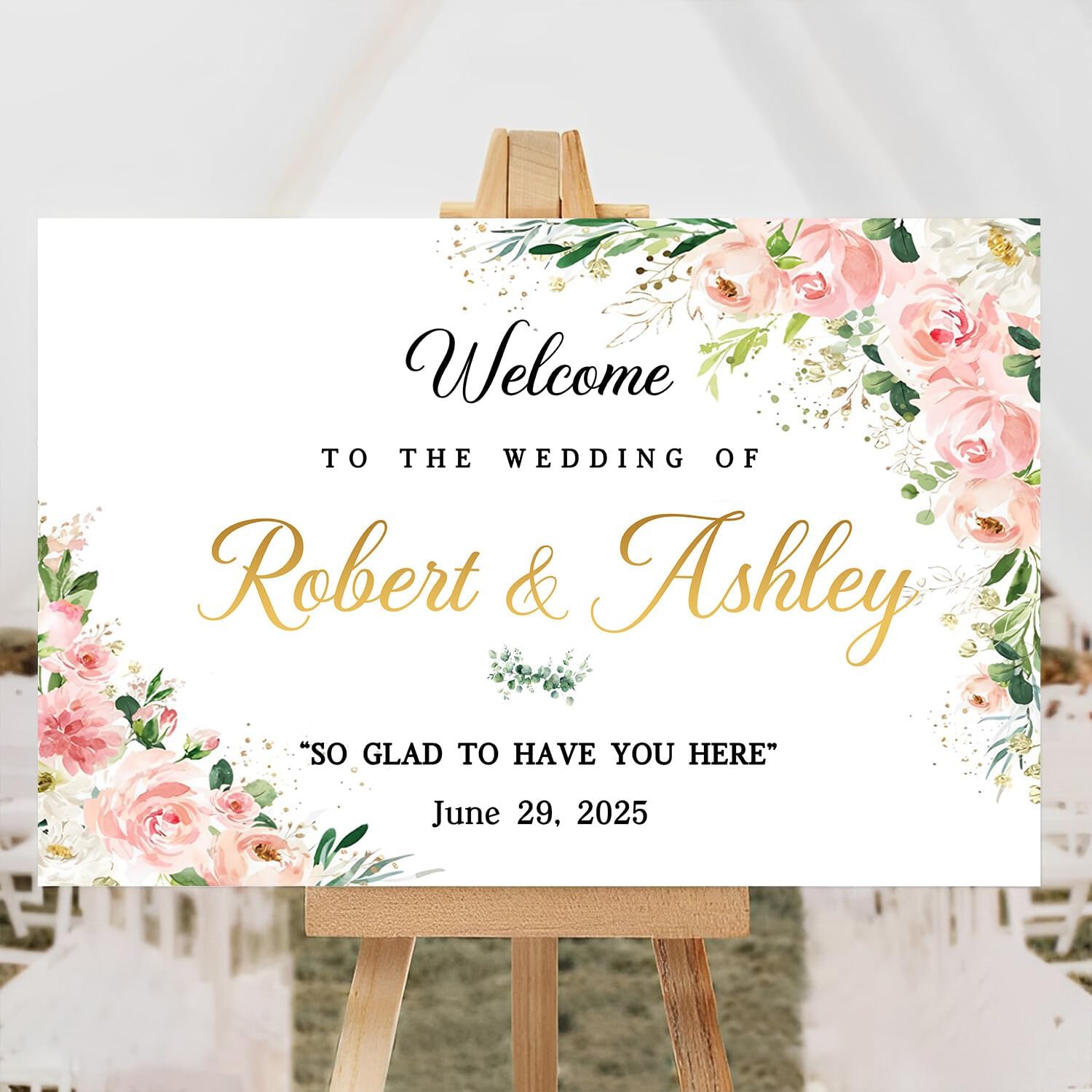 Amazon.com : Custom Welcome To Our Wedding Sign, Welcome Wedding Sign ...