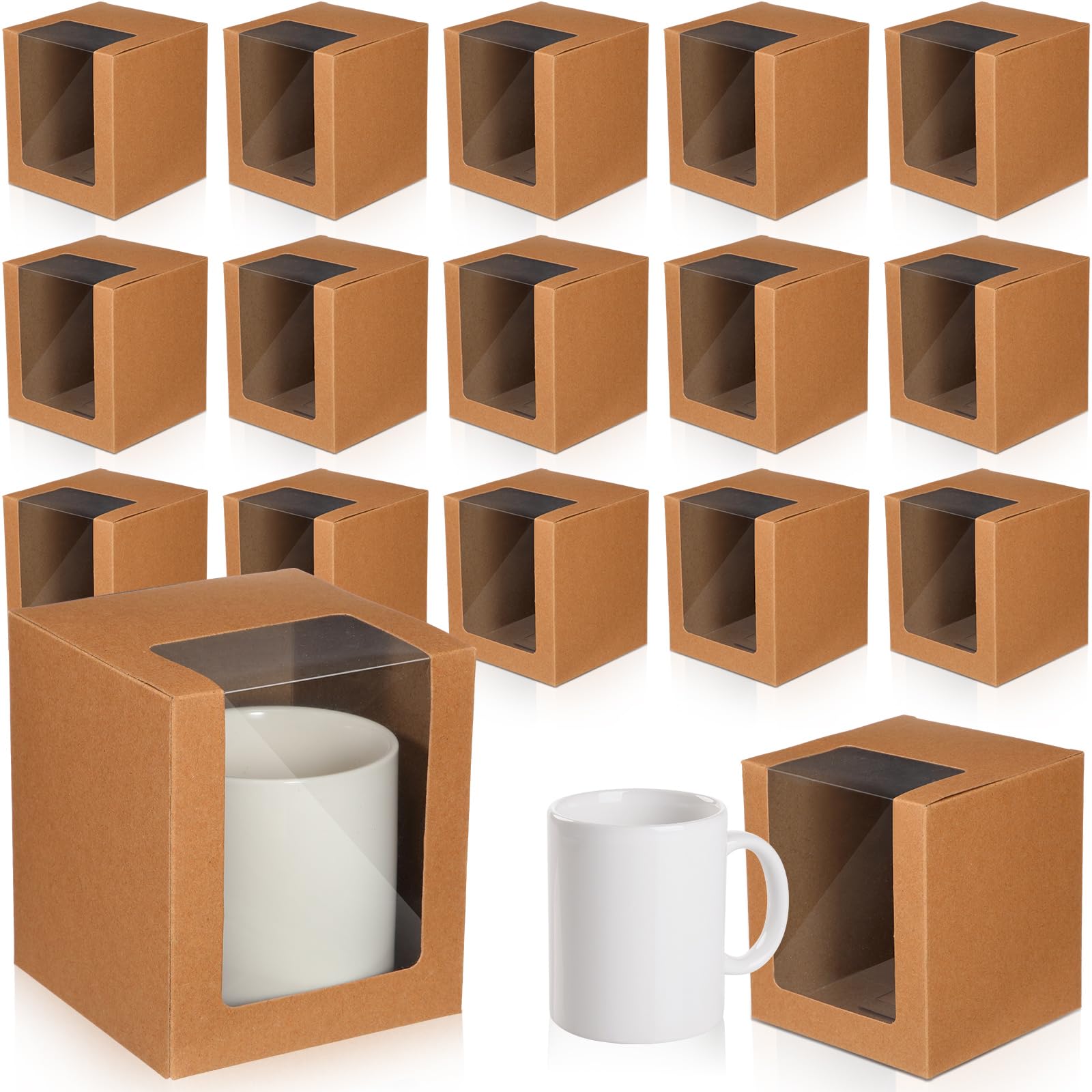 Amazon.com: Yungyan 50 Pack Mugs Gift Boxes Transparent Gift Packaging ...