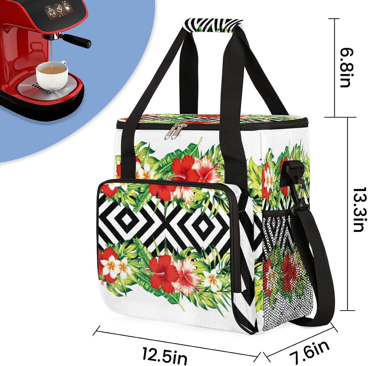 Abstract Hibiscus Flower Coffee Maker Carrying Bag for Keurig K-Mini or ...