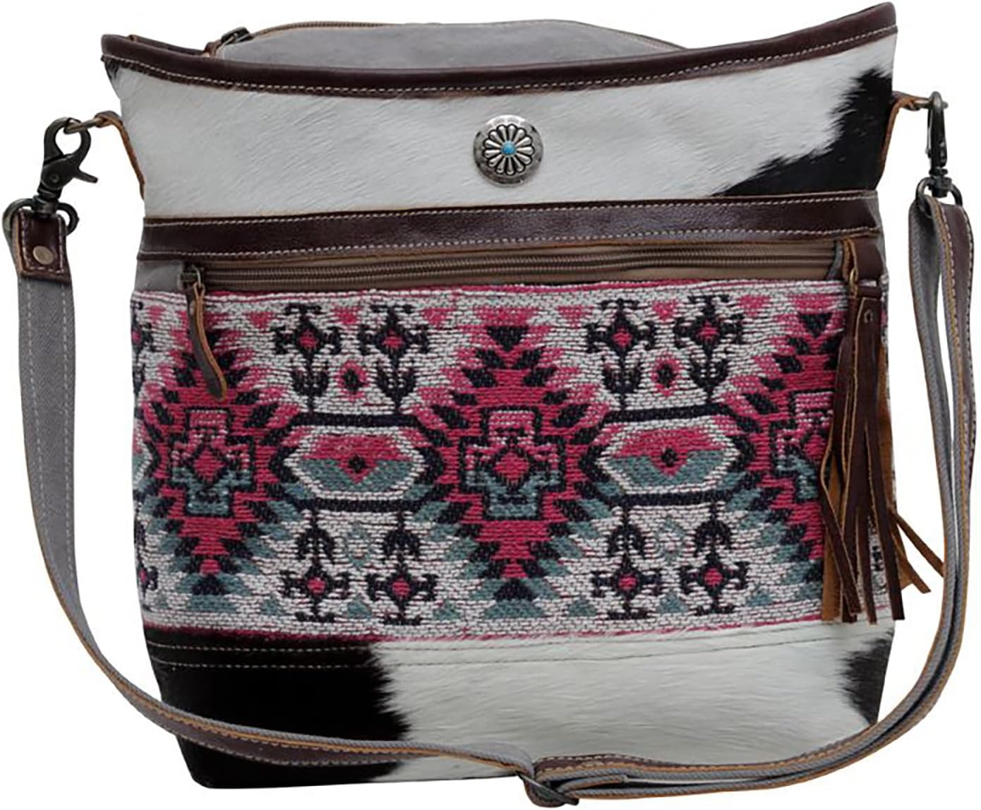 Myra Bag Western Leather Shoulder Bag for Women - Upcycled Canvas ...