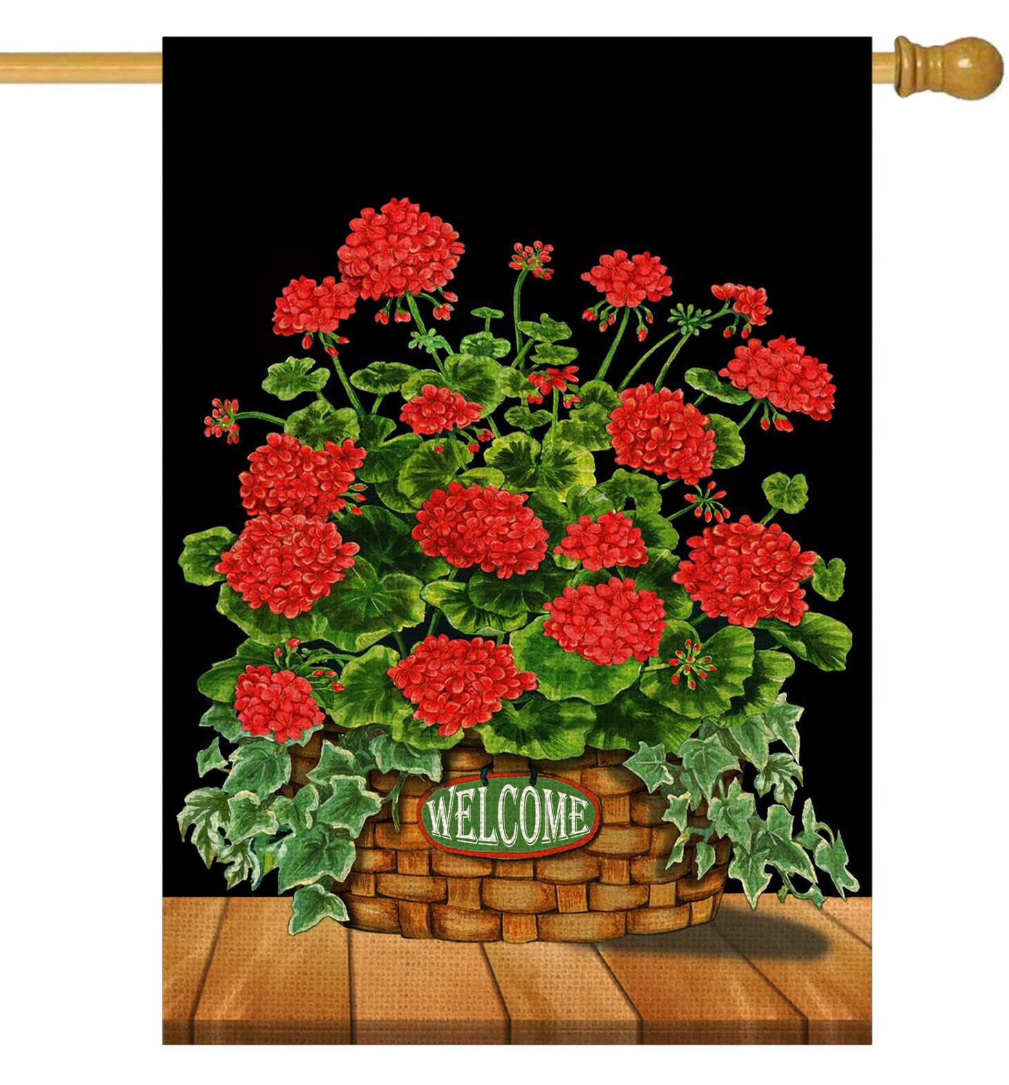 Amazon.com : Fukeen Welcome Red Flower House Flag Double Sided 28x40 ...
