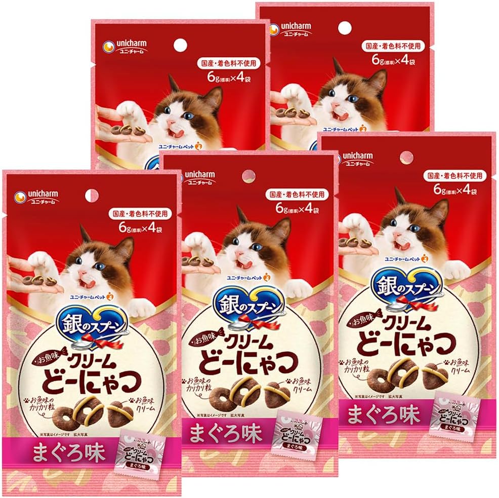 Amazon | 銀のスプーンおやつ お魚味クリームどーにゃつ まぐろ入りチキン味 24g 5個セット 猫 | 銀のスプーン | ドライ 通販