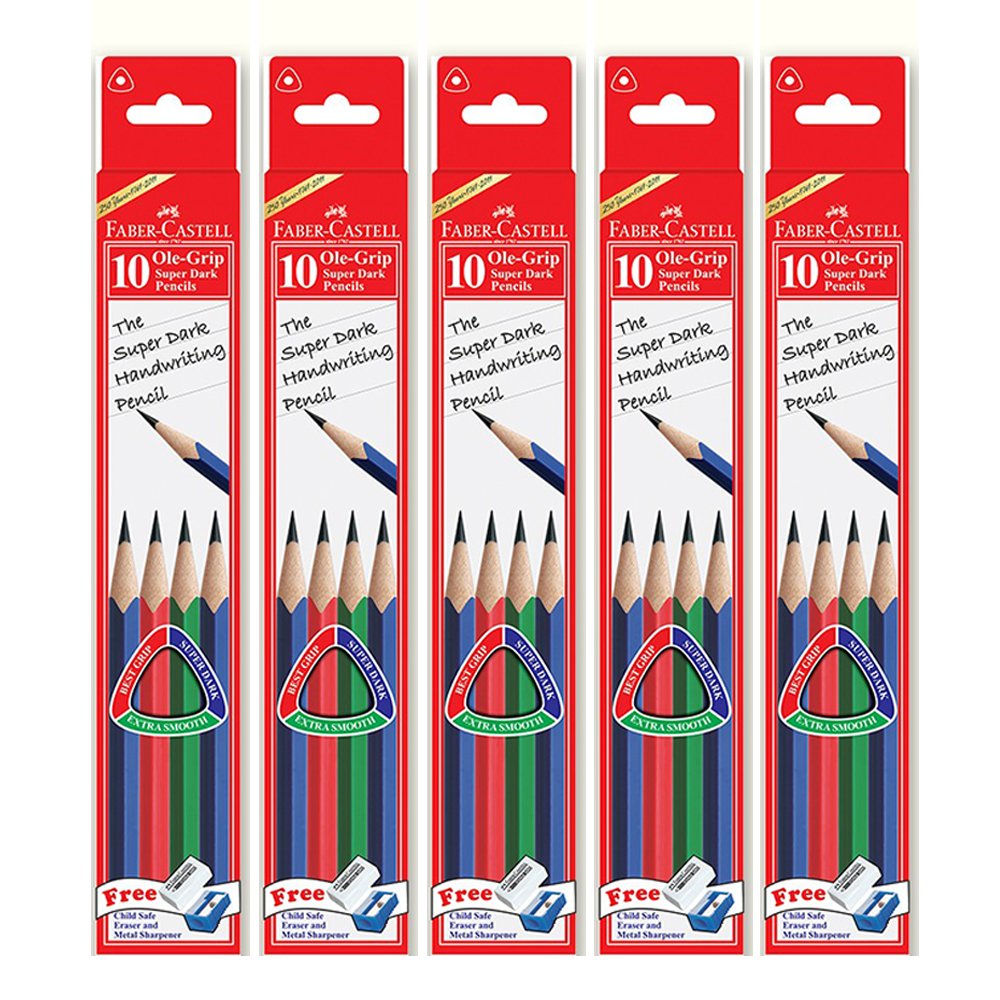 Faber-Castell Ole Grip Super Dark Pencils Set Of 10 (Pack Of 6),Blue ...
