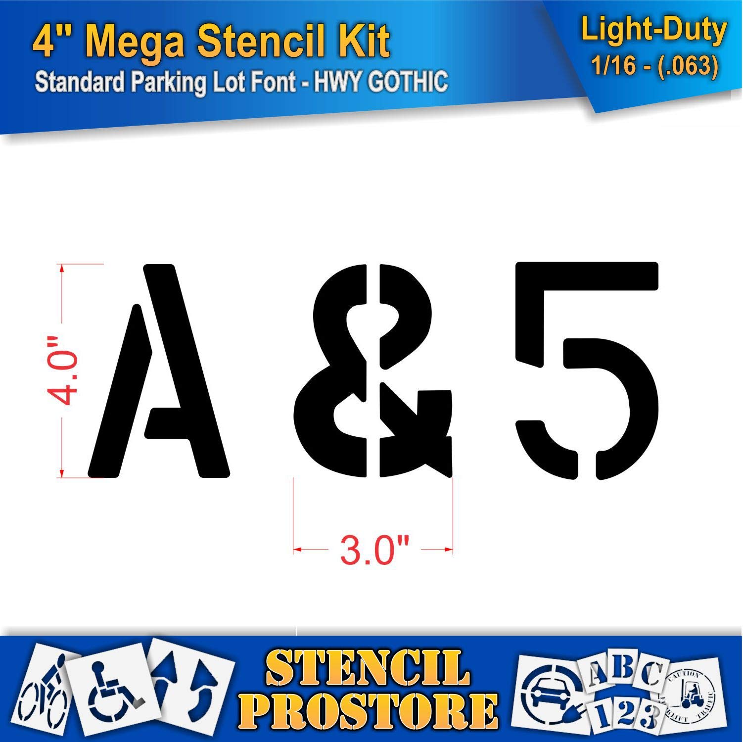 Snapklik.com : Curb & Median Stencils - 4 Inch MEGA Alpha/NUM Set