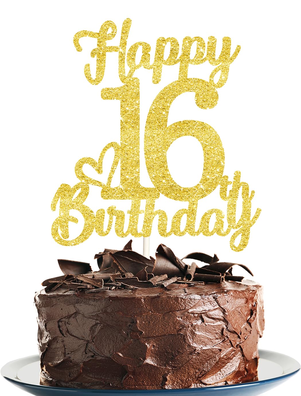 Snapklik.com : 16 Birthday Cake Toppers-Gold Glitter, 16th Cake Topper ...