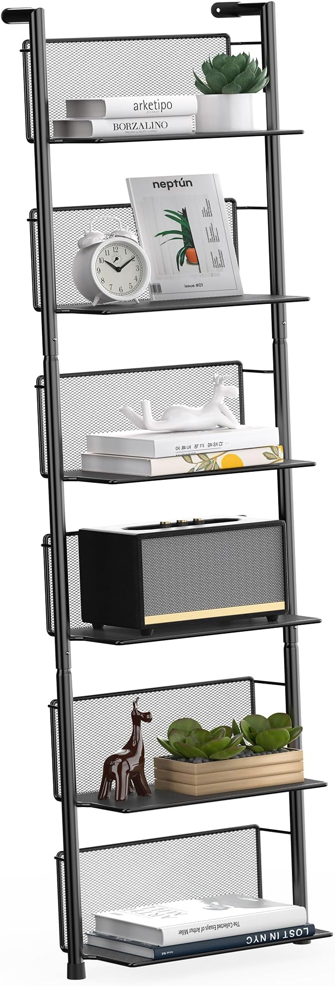 Amazon.com: Docnest Industrial Wall-Mounted Ladder Shelf - 6-Tier Metal ...