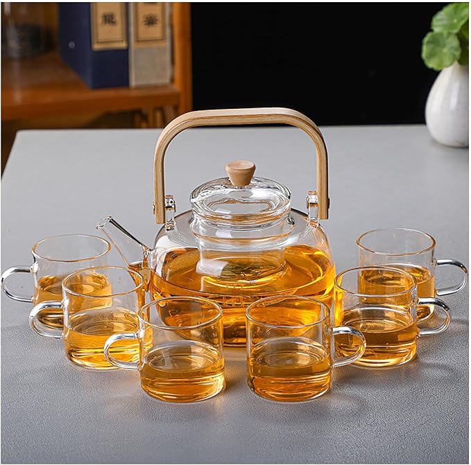 Amazon.com: Glass Teapot with Infuser Clear Glass Tea Kettle with 6 ...
