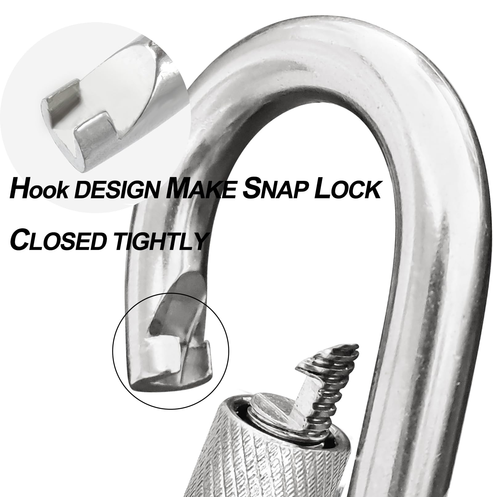 Snapklik.com : Acquwistach Locking Carabiner Clips 4 Pack 4 Stainless ...