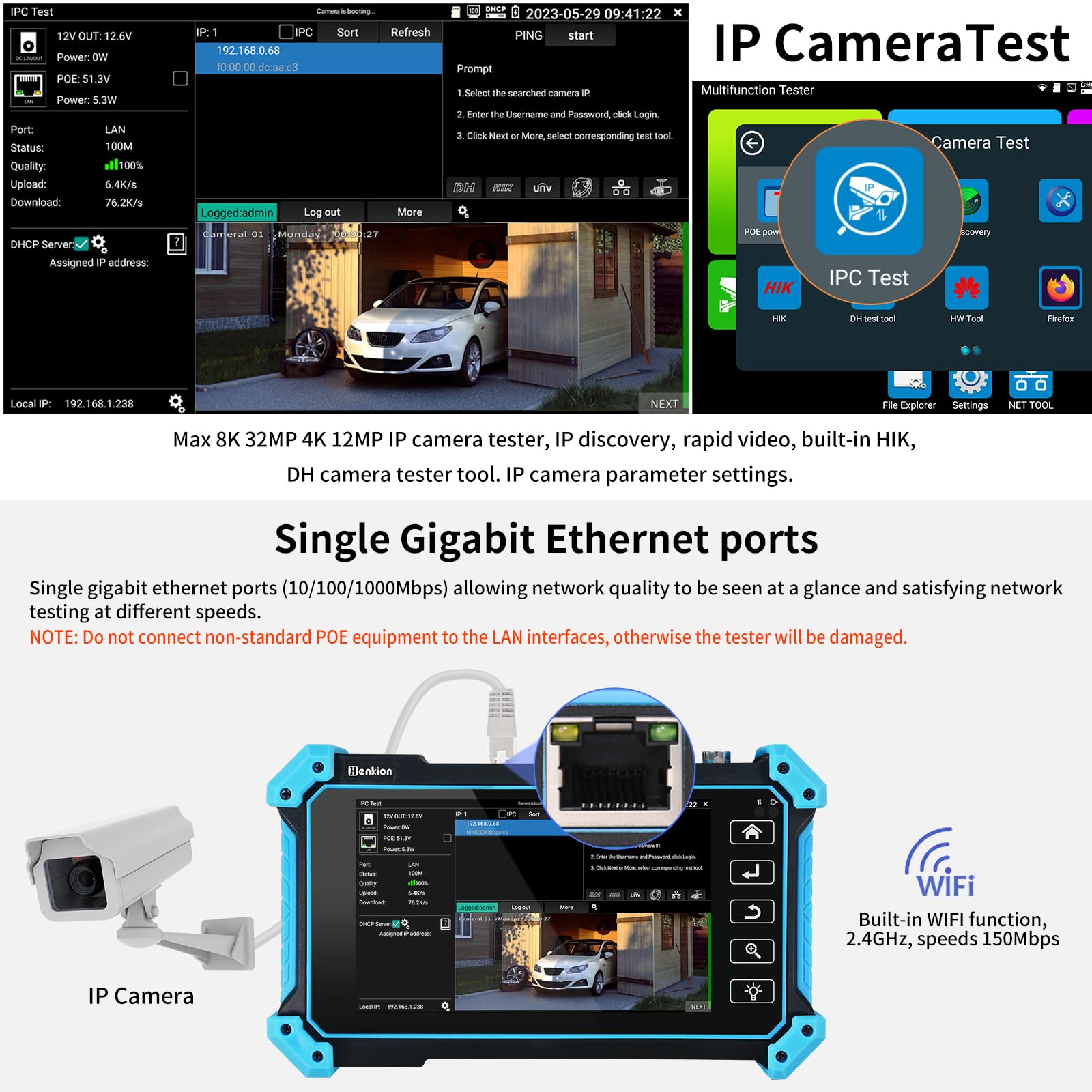 Snapklik.com : CCTV Tester,4K 12MP IP Camera Tester IPC Test 8MP TVI ...