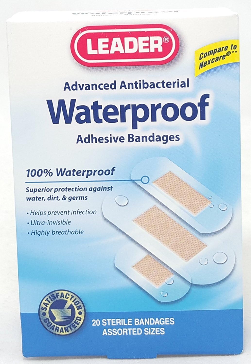 Amazon.com: Leader Advanced Waterproof Adhesive Bandages, Assorted ...