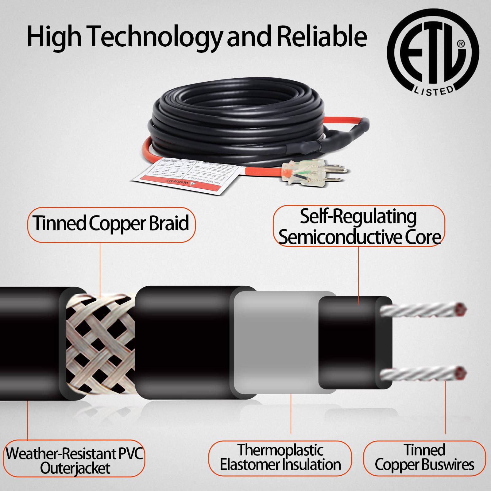 Snapklik.com : Water Pipe Heat Cable For Pipe Freeze Protection, Self ...