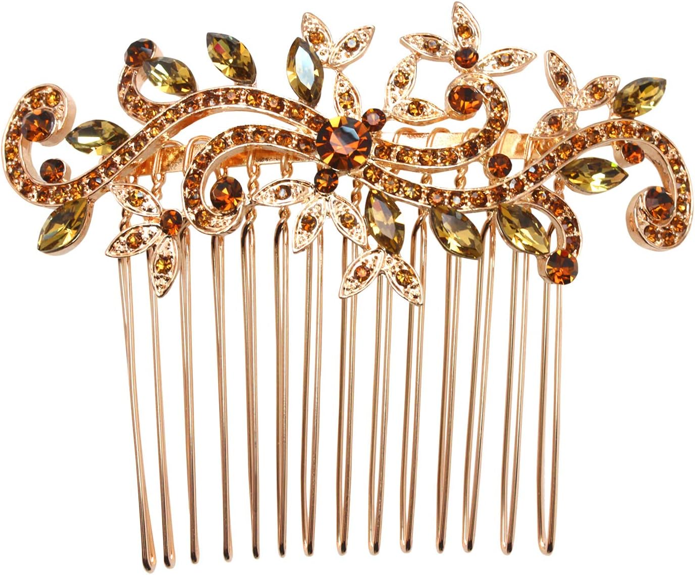 Amazon.com : Aimimier Flower Crystal French Hair Comb Luxury Rhinestone ...