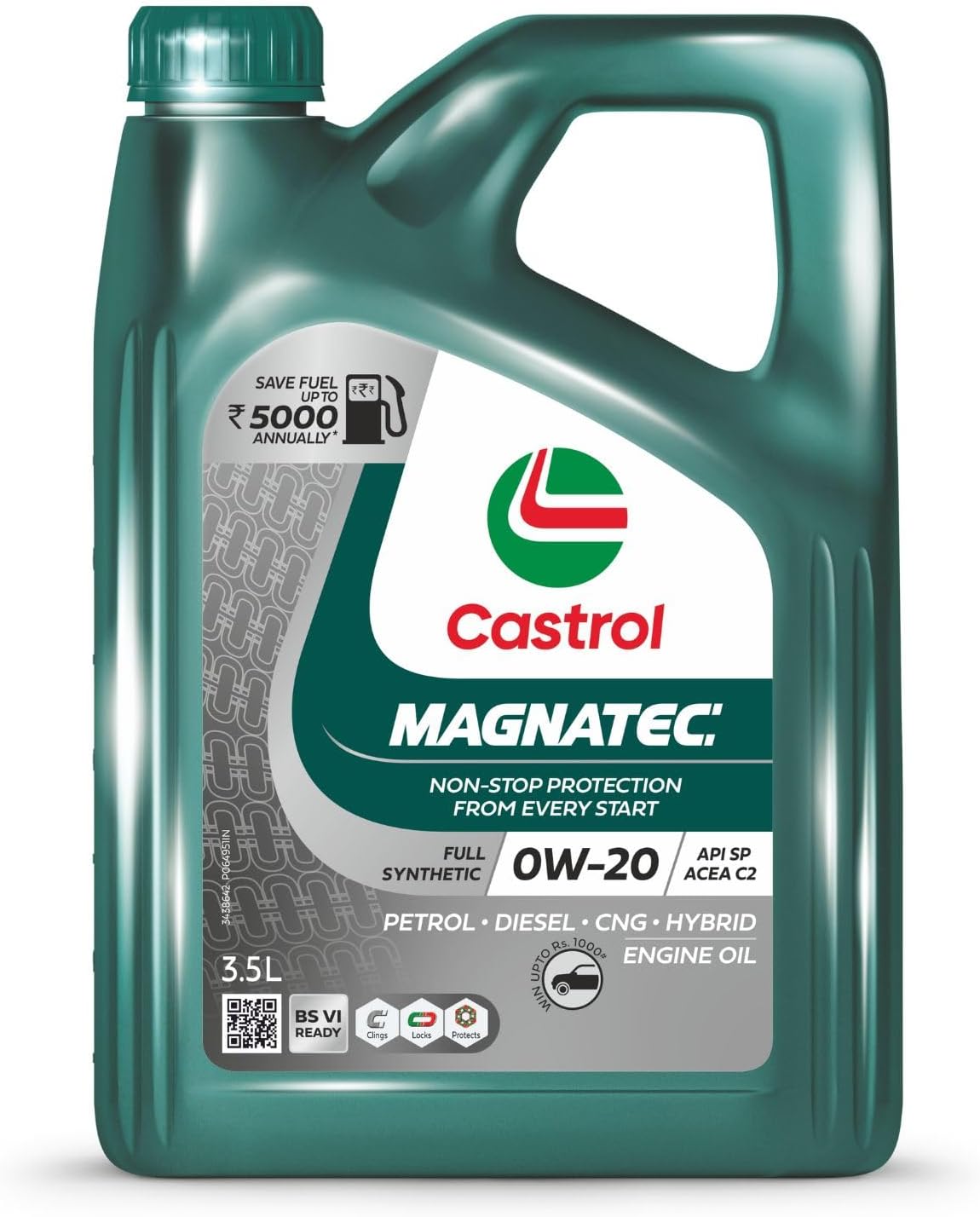 Castrol MAGNATEC 0W-20 - Engine Oil (3.5L Pack) - Full Synthetic, BS6 ...