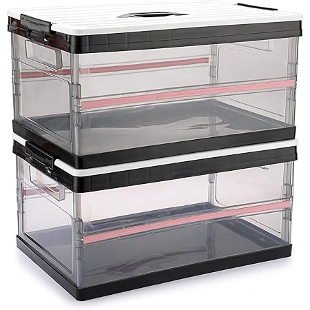 BTSKY - Paquete de 2 cajas de plástico con tapa, apilables ...