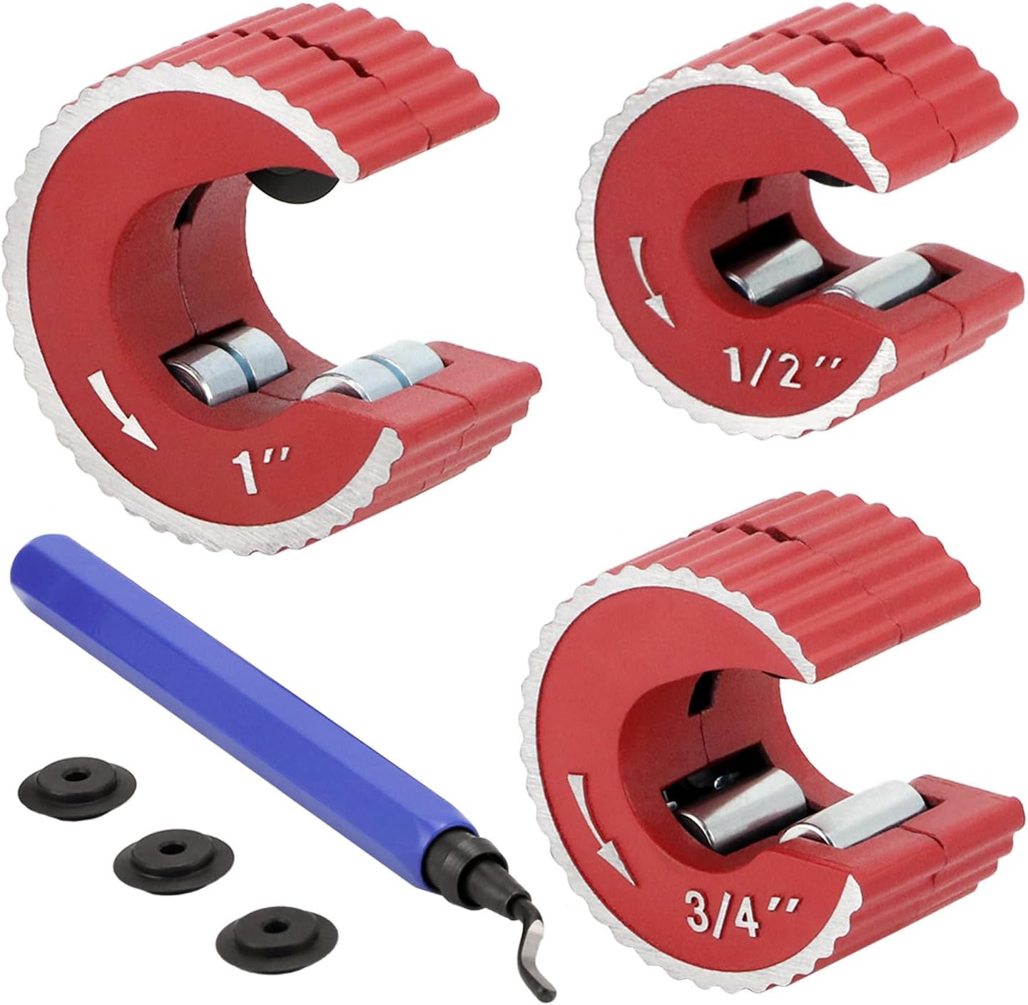 QWORK Copper Tubing Cutter Set - Includes 1/2", 3/4", 1" Pipe Cutters ...