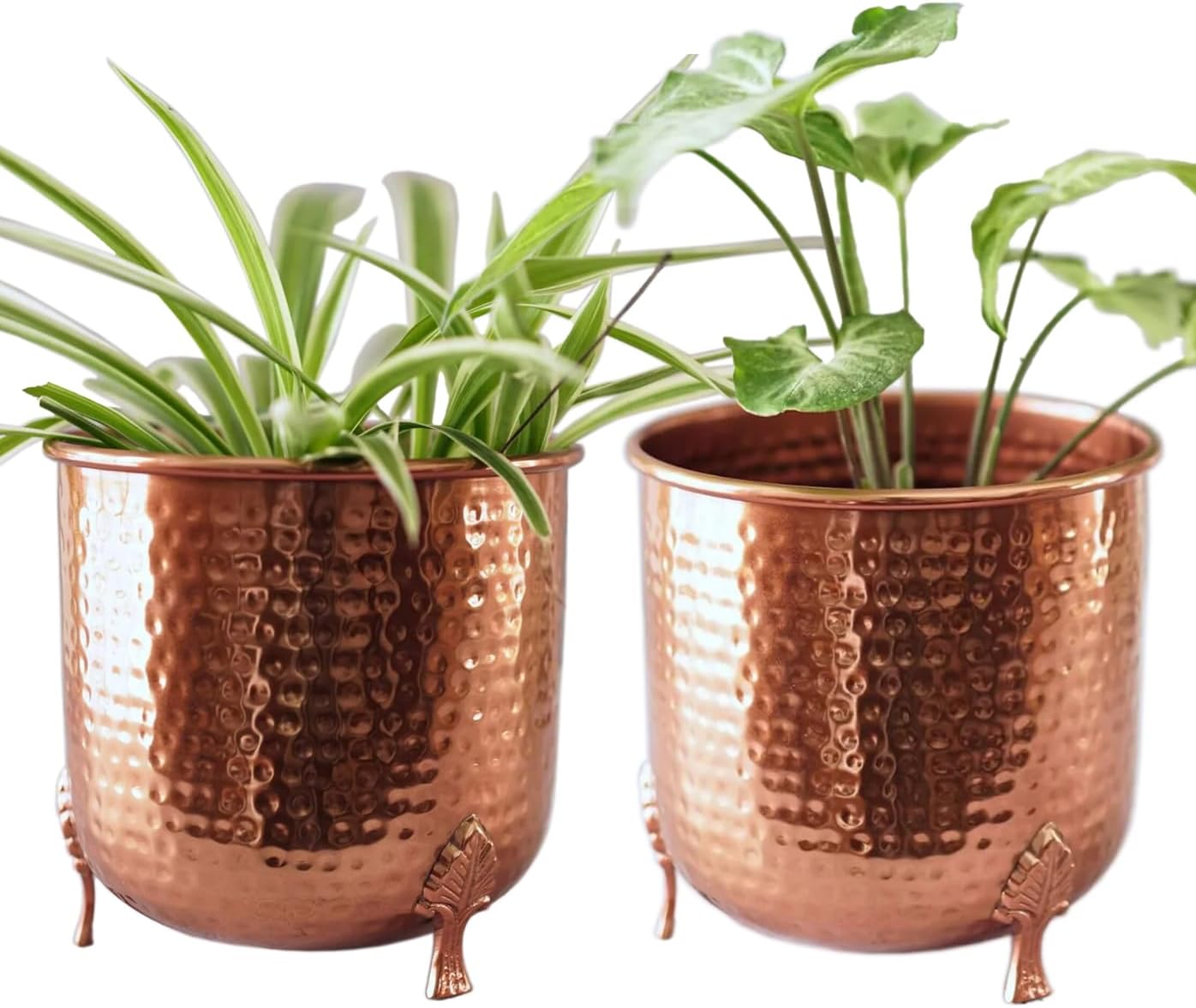 Amazon.com : 2 Pack Hand-Crafted Hammered Metal Metal Leaf Leg Planter ...