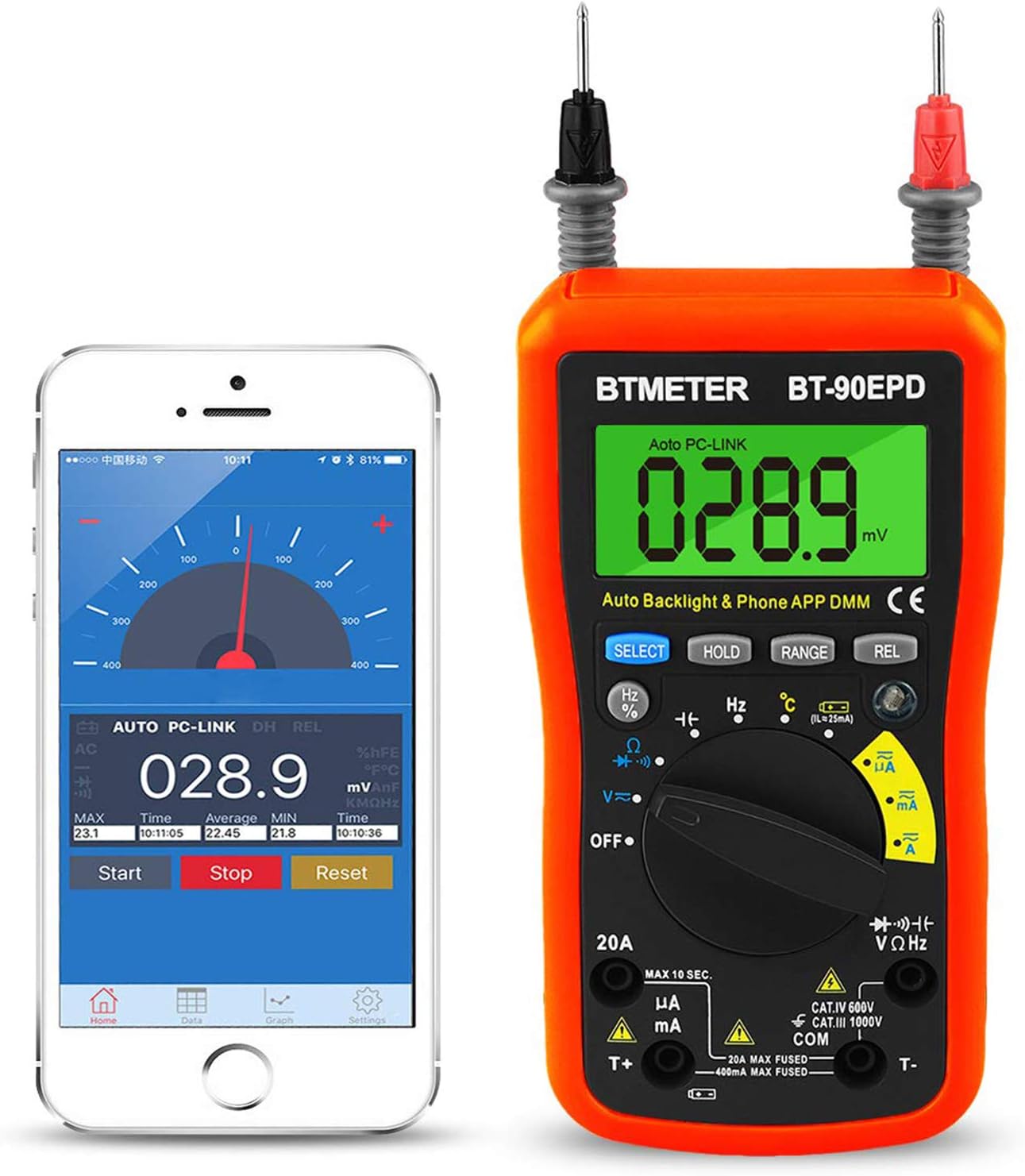 Multímetro Digital Bluetooth, Polimetro Autorango con Valor Real 4000 ...