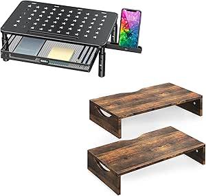 Amazon.com: Zimilar Monitor Stand Riser with Metal Mesh Drawer, Height ...