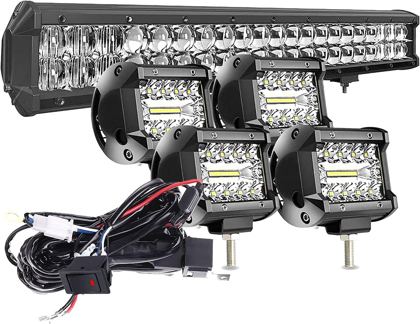 Amazon.com: NAOEVO 12 Inch LED Light Bar and 4PCS 4 Inch LED Pod Lights ...