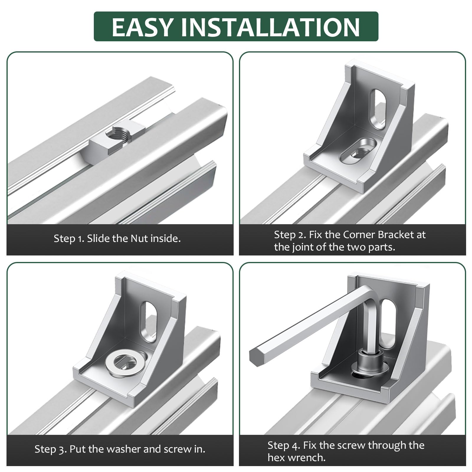 Snapklik.com : 10Sets 2020 Aluminum Extrusion Profiles Corner Brackets ...