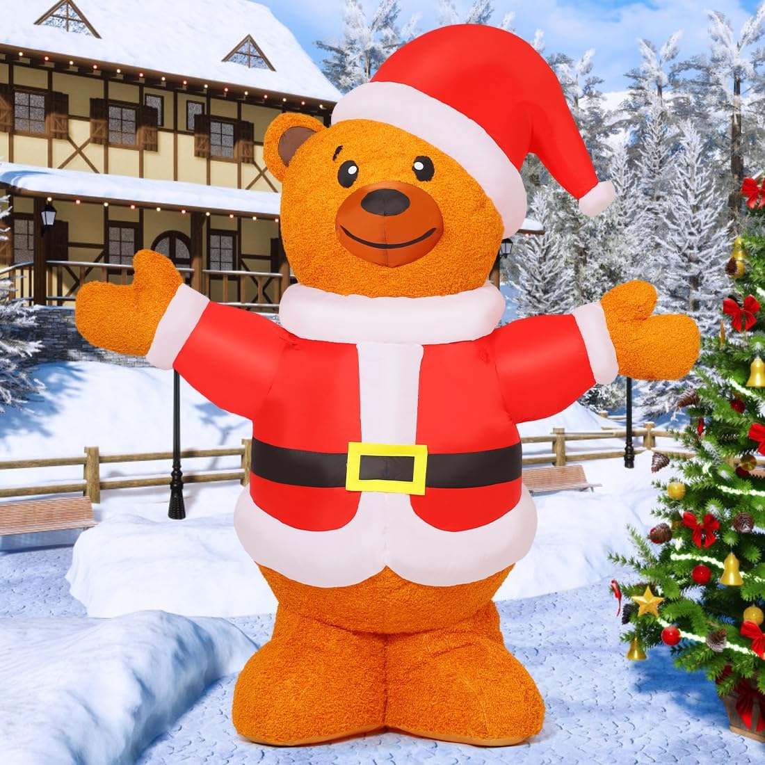 Amazon.com: GOOSH 6 FT Christmas Inflatables Brown Bear Outdoor ...