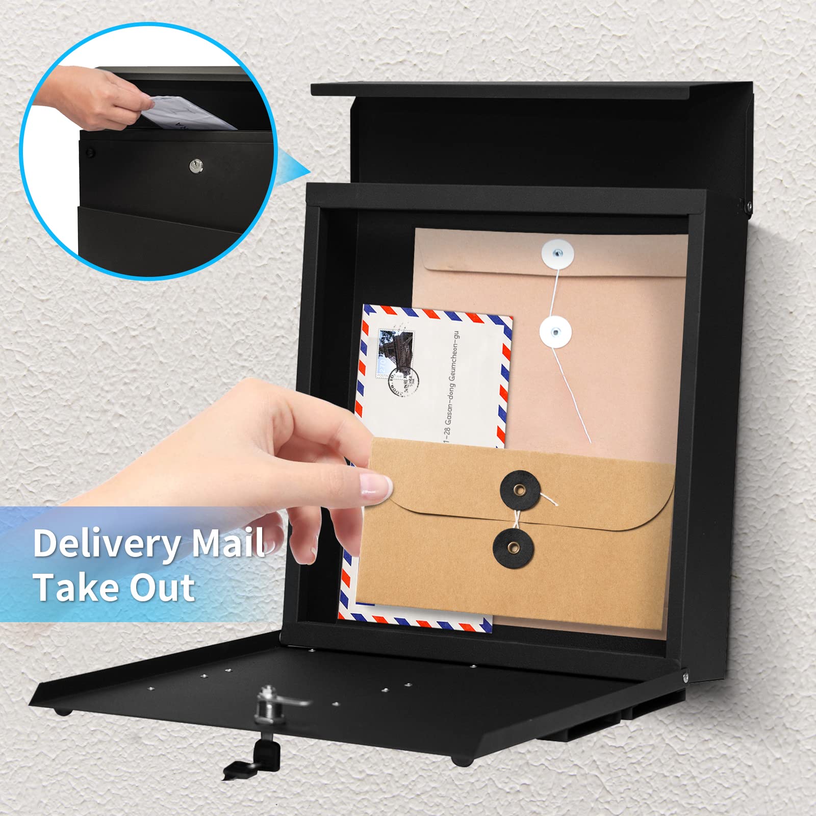 Snapklik.com : Xhlokk Wall Mount Mailboxes, Modern Locking Wall Mailbox ...