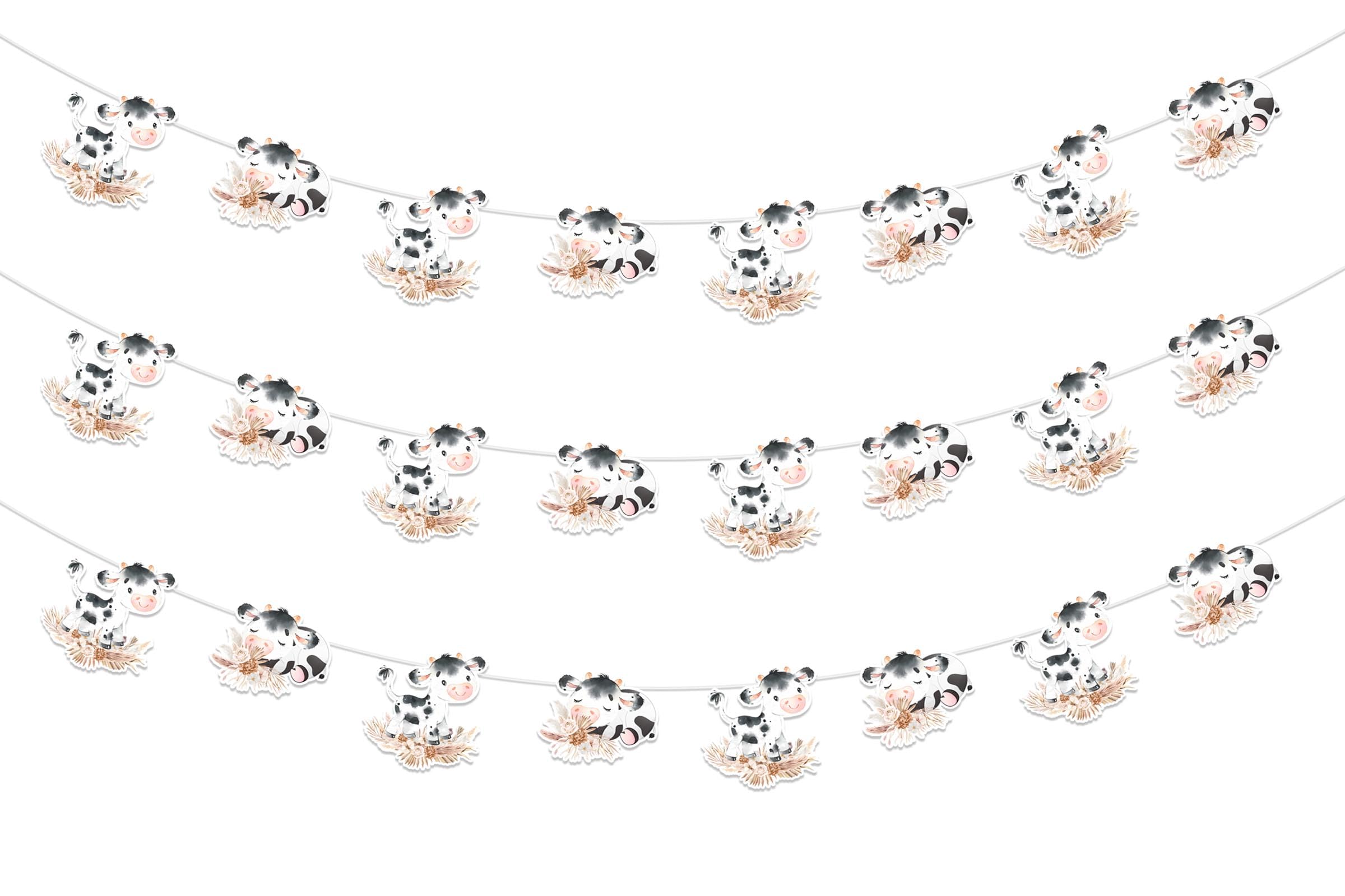 Amazon.com: Cheereveal 3pcs Cow Print Bunting Garlands, Cow Themed ...