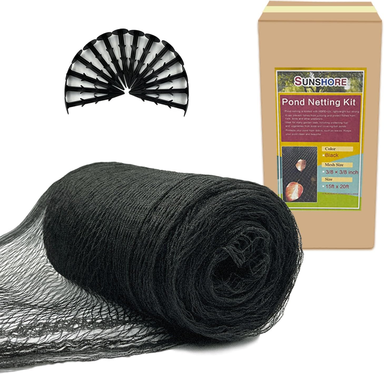 Amazon.com : SUNSHORE Pond Netting Kit 15FTx20FT fine and Durable mesh ...