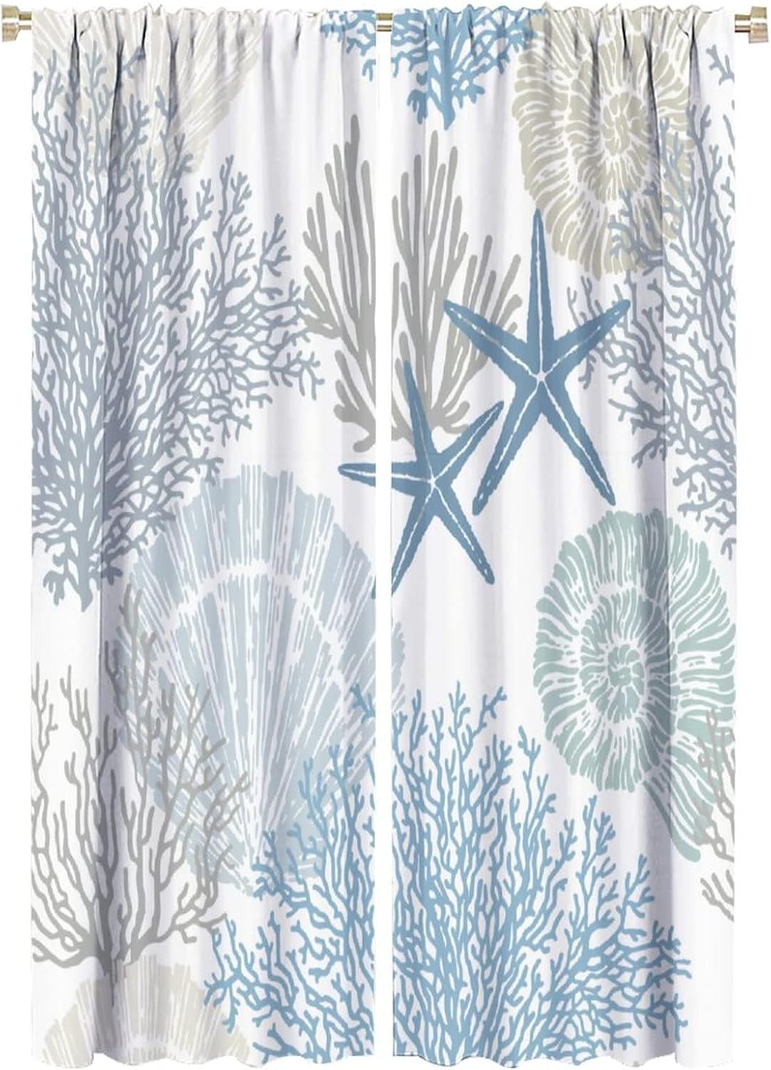 Amazon.com: JESTRONRY Starfish Seashells Curtains,Ocean Beach Theme ...
