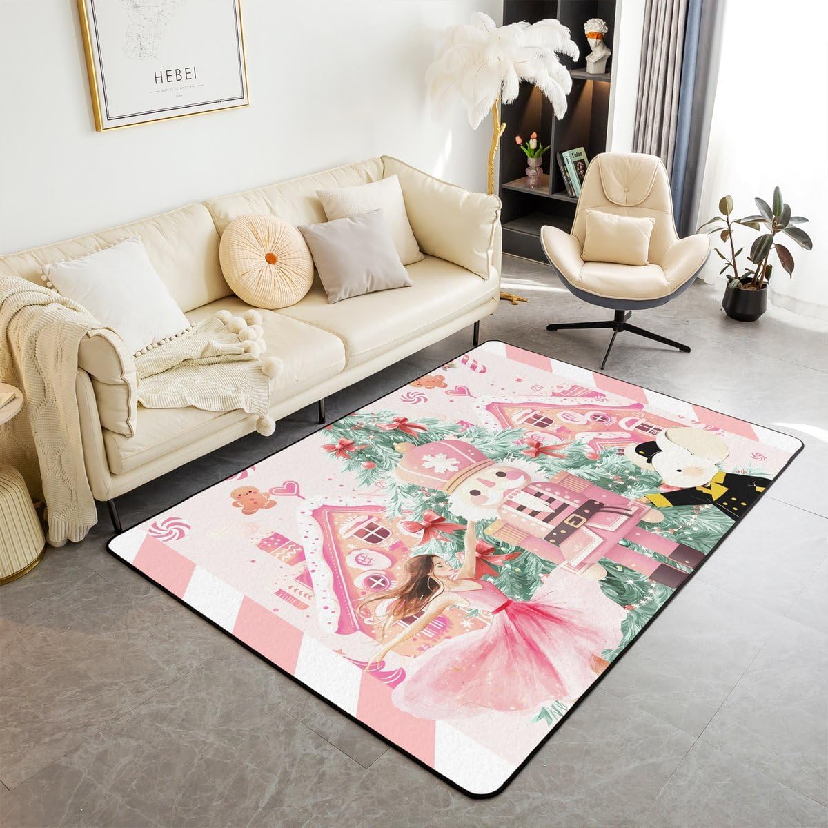 Amazon.com: Pink Nutcracker Large Area Rug 5x7, Christmas Candy House ...