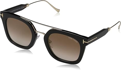 Amazon.com: Tom Ford Rectangular Sunglasses TF541 Alex-02 01F Black/Gold 51mm FT0541 : Clothing ...