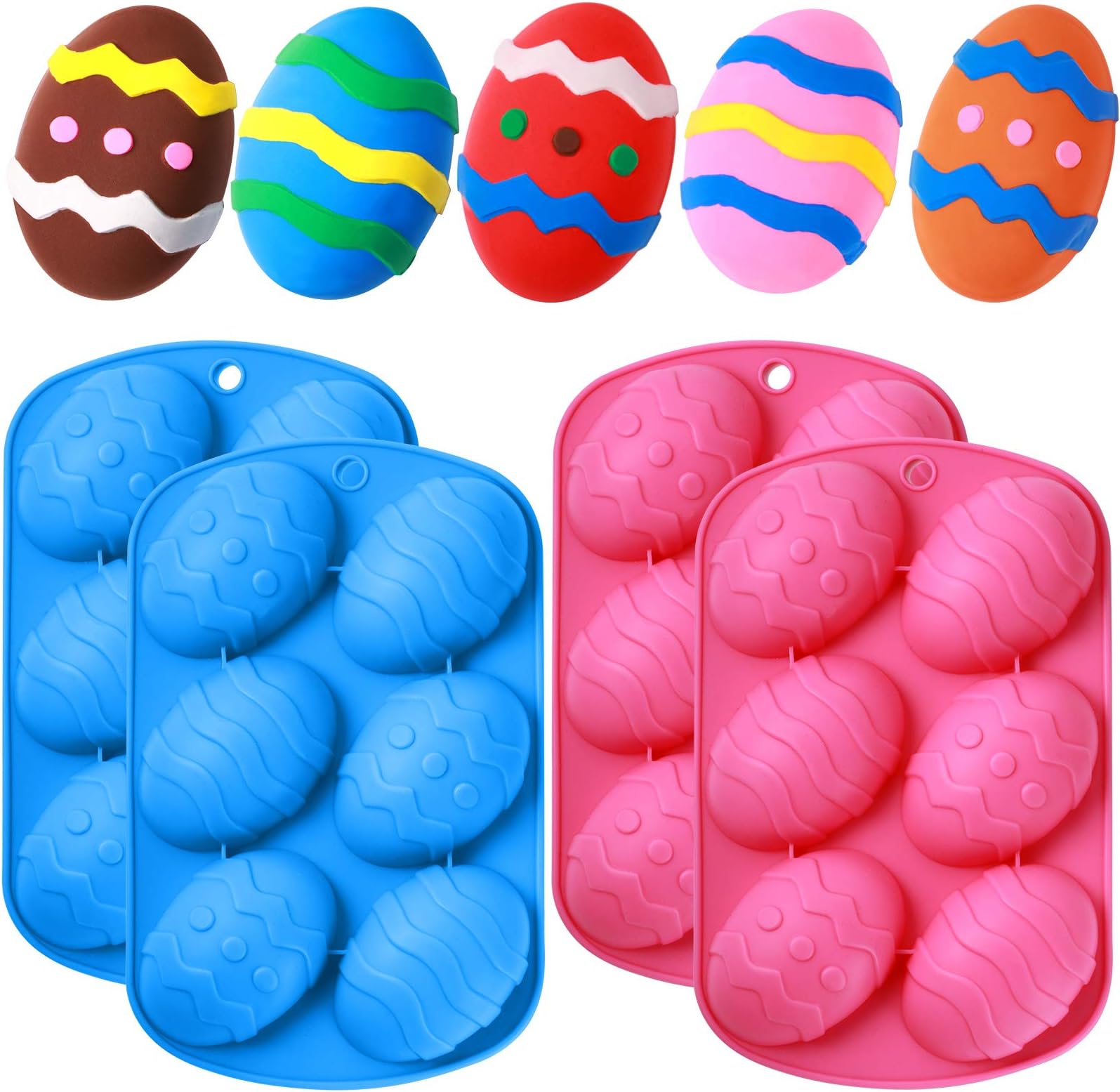 Amazon.com: Easter Egg Molds Silicone 4 Pack Egg Shaped Baking Pan 24 ...