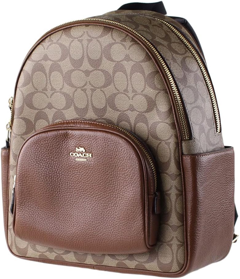 Amazon.com | Coach Women's Court Backpack In Signature Canvas (Khaki ...