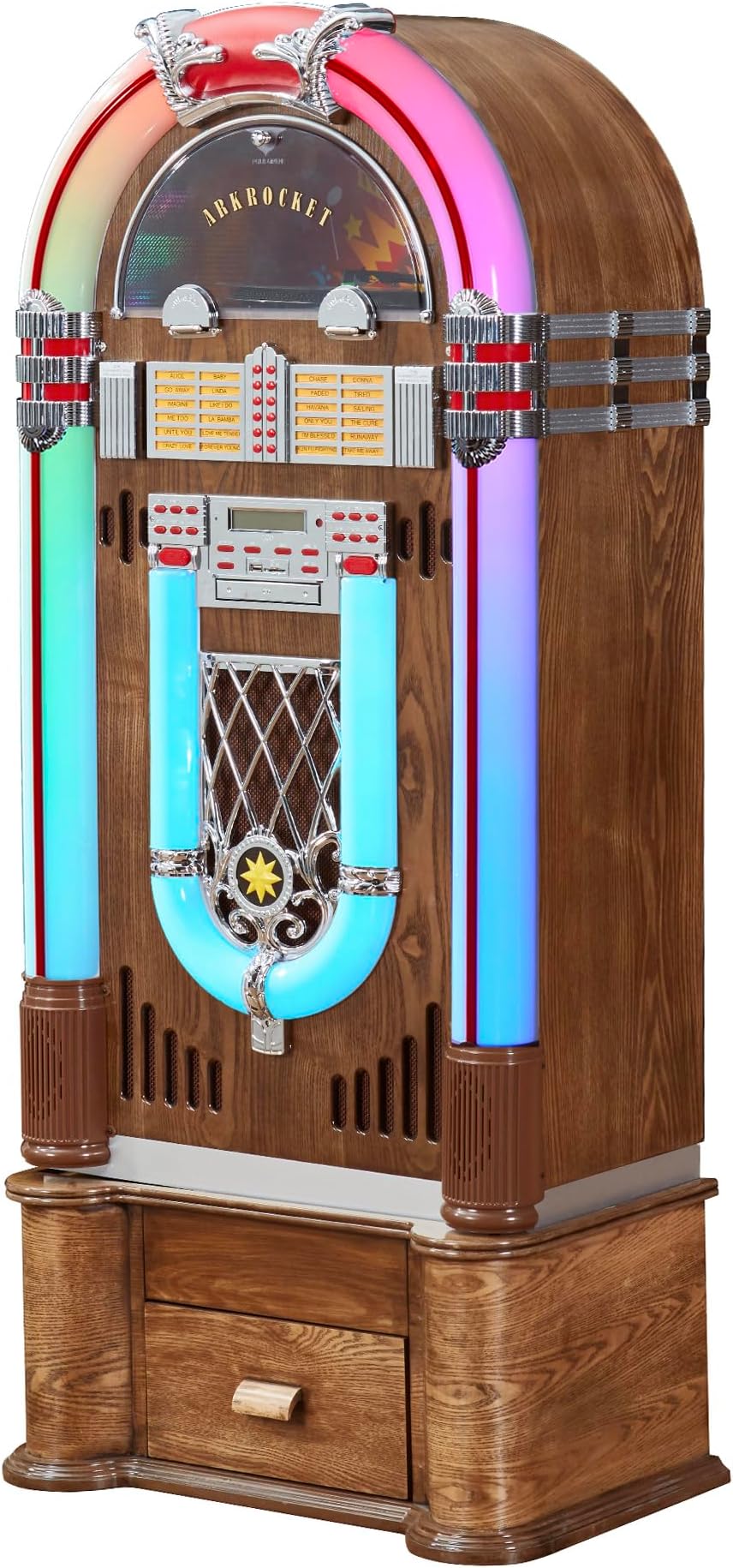 Amazon.com: ARKROCKET Saturn V Jukebox with Stand • Vinyl Record Player • USB • SD • AUX • FM ...