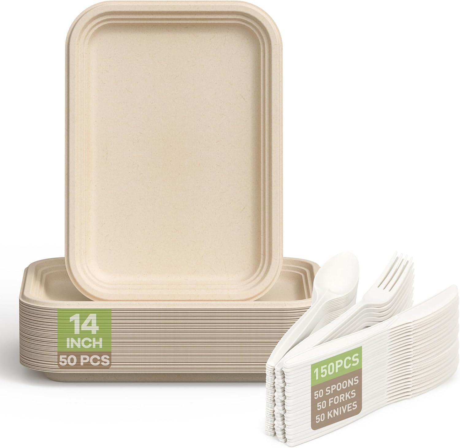 Amazon.com: FEHHTO 50 Pack 14 Inch Disposable Food Trays with 150Pack ...