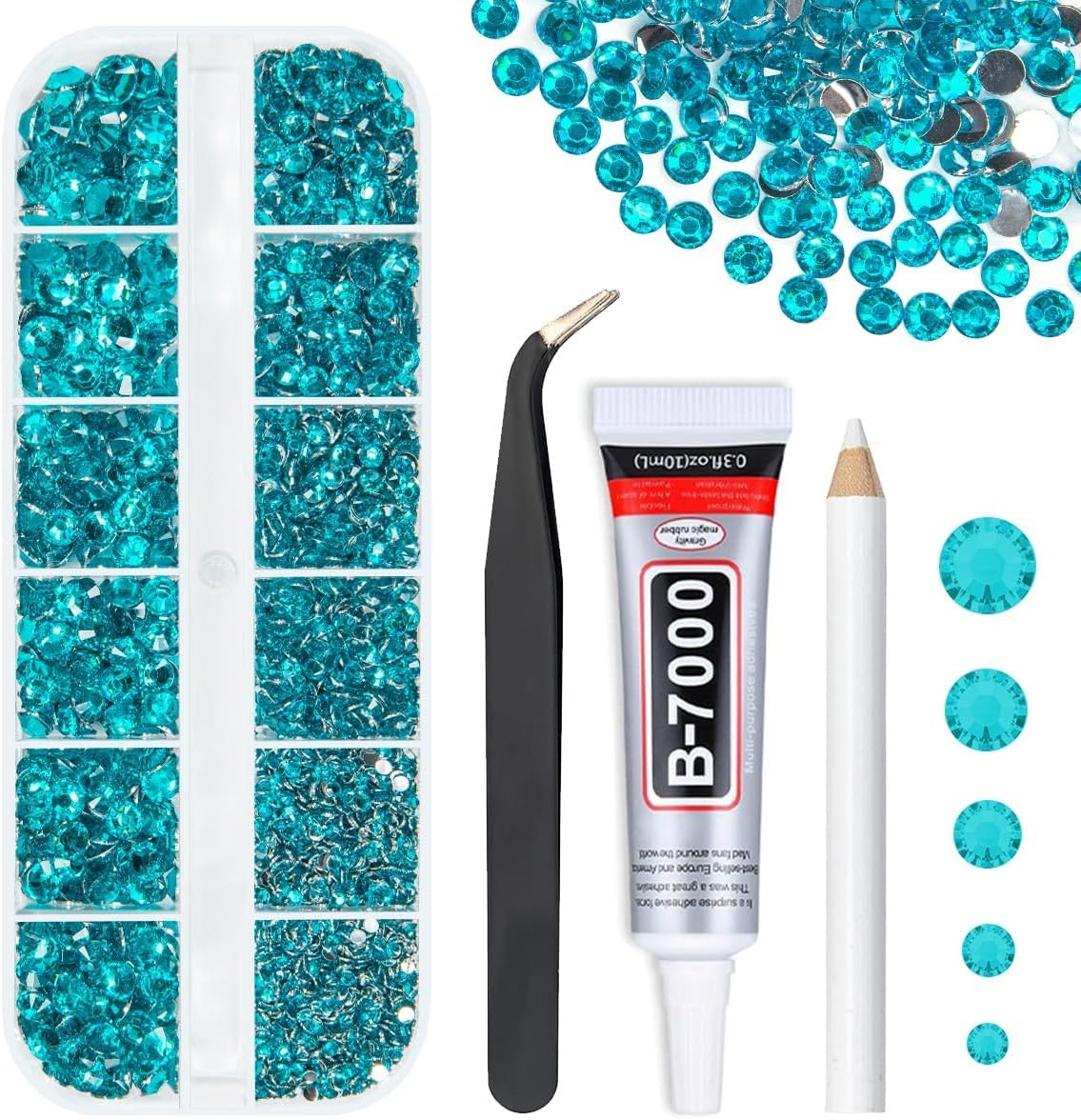 Amazon.com: qiipii Blue Zircon Crystal Resin Rhinestones for Crafting ...