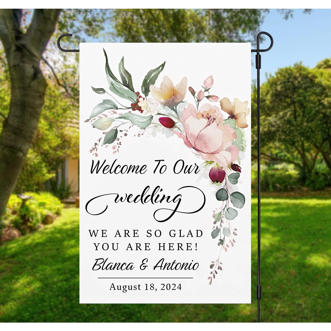 Amazon.com : Personalized Welcome To Our Wedding Flag, Custom Wedding ...