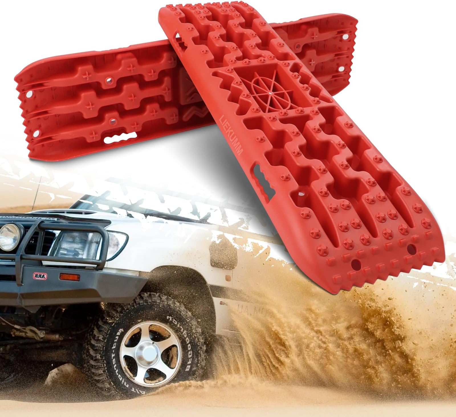 LIEKUMM 2PCS Red Traction Tracks with Jack Lift Base, 10 Tonnes ...