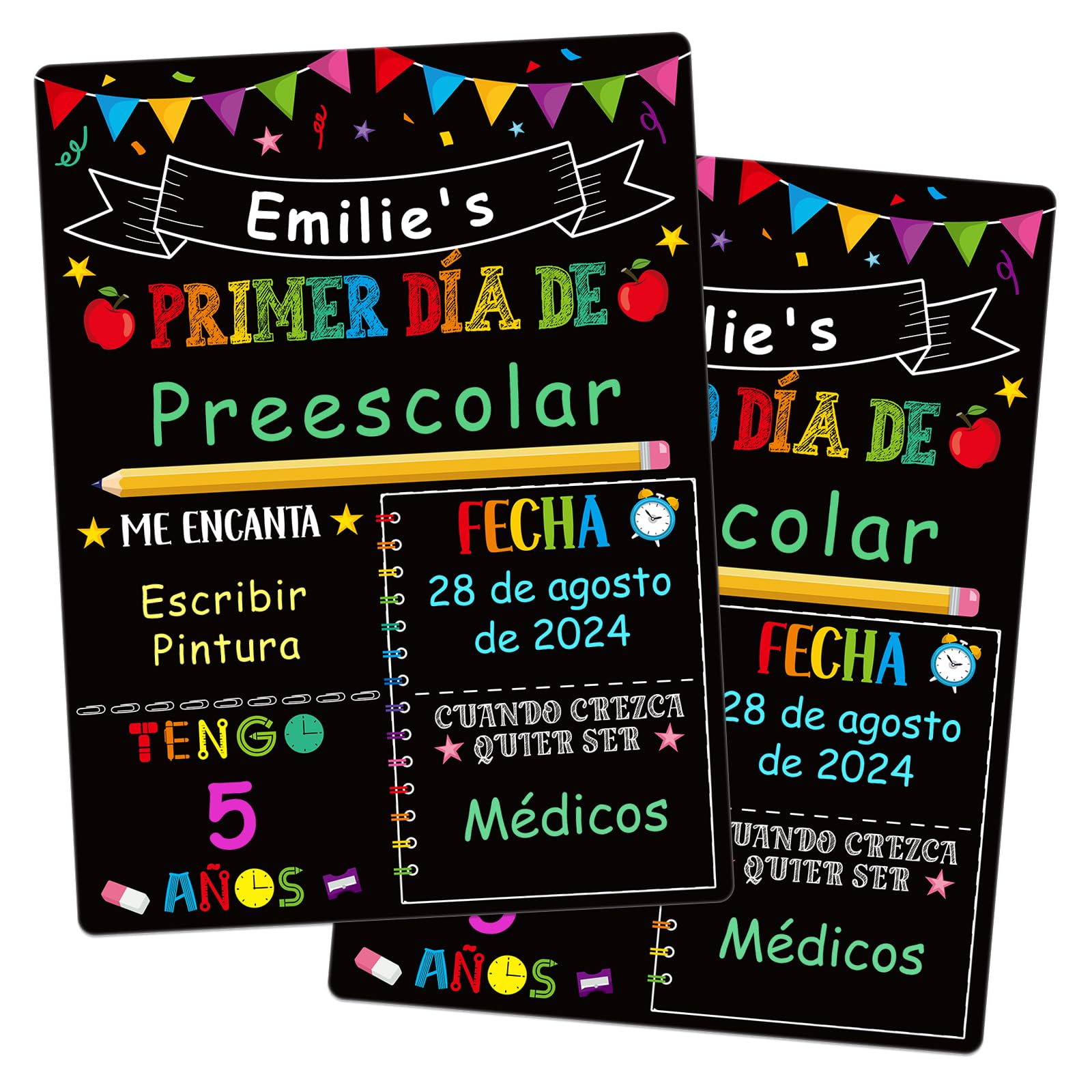 Snapklik.com : Spanish First & Last Day Of School Board - Double Sided ...