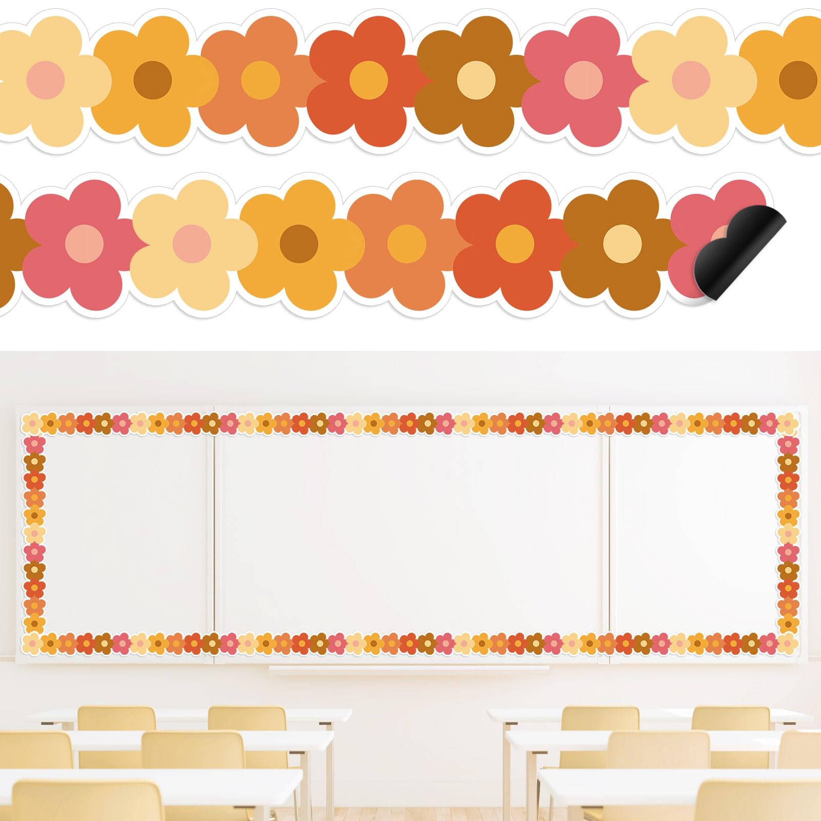 Groovy Flower Border Groovy Hippie Colorful Flowers Love Peace Pattern