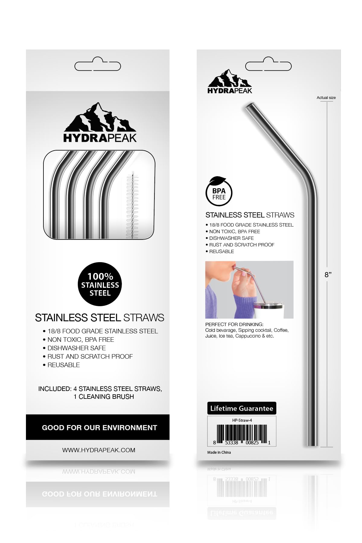 Amazon.com: Hydrapeak 4 Pack of Stainless Steel Straws with Bonus ...