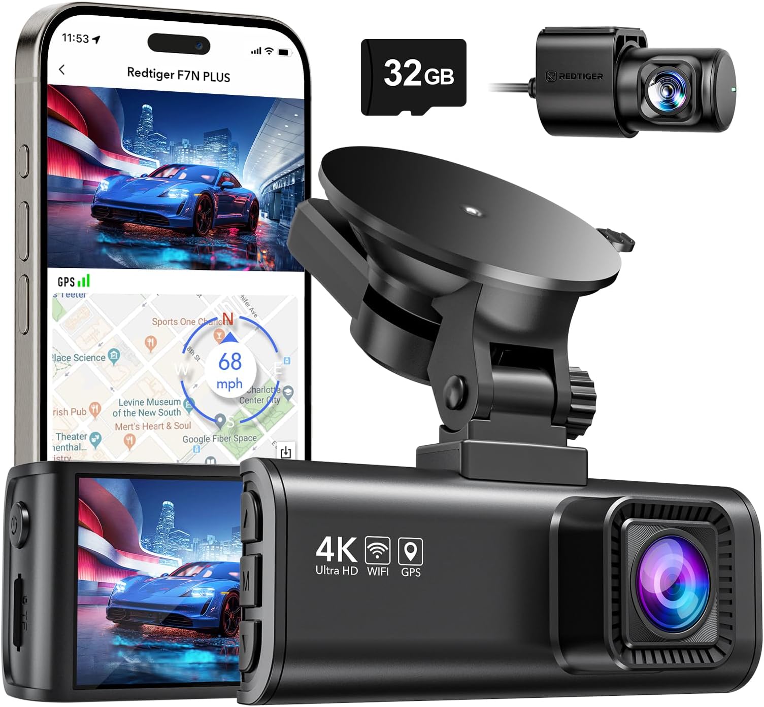 Amazon.com: DDPAI 4K Dash Cam Front and Rear, 2160P+1080P Dash Camera ...