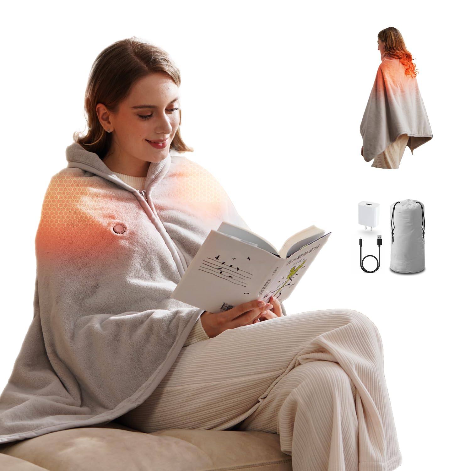 Amazon.com: ZIREOT Wearable Shawl Blanket, Adapter Included - No ...