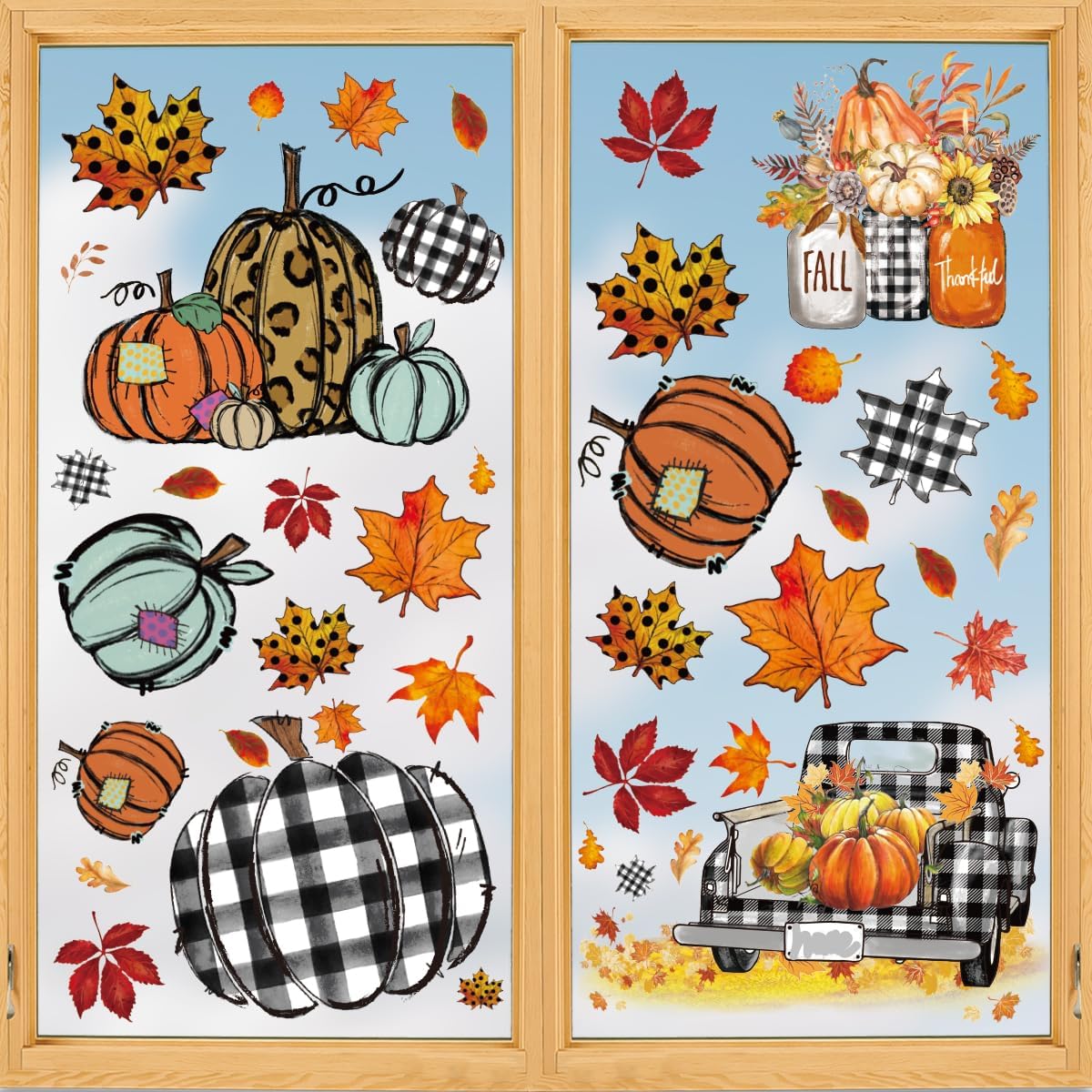 Amazon.com: JUESMOS Fall Window Clings 92PCS Autumn Fall Decor ...
