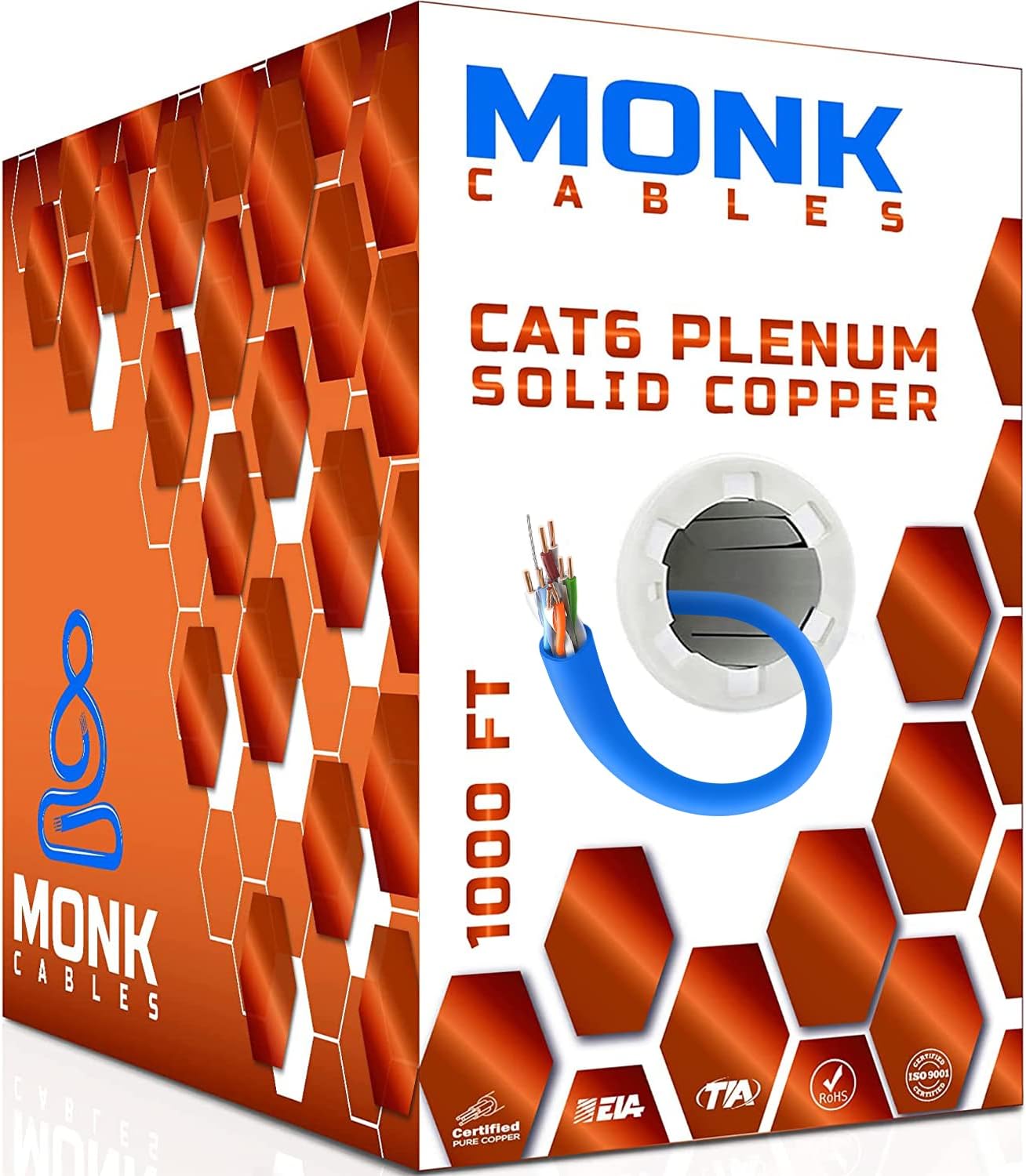 Amazon.com: Infinity Cable Cat6e Plenum 600MHz CMP 23AWG UTP, 1000 Feet ...