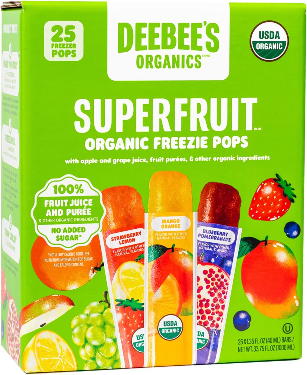 Amazon.com: DeeBee's Organics Classic SuperFruit Freezie Pops, No Added ...